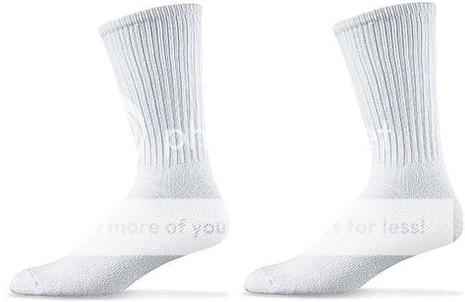 12 Pairs FULL Cushioned Sports Knocker ALL WHITE CREW Socks Cotton Size ...